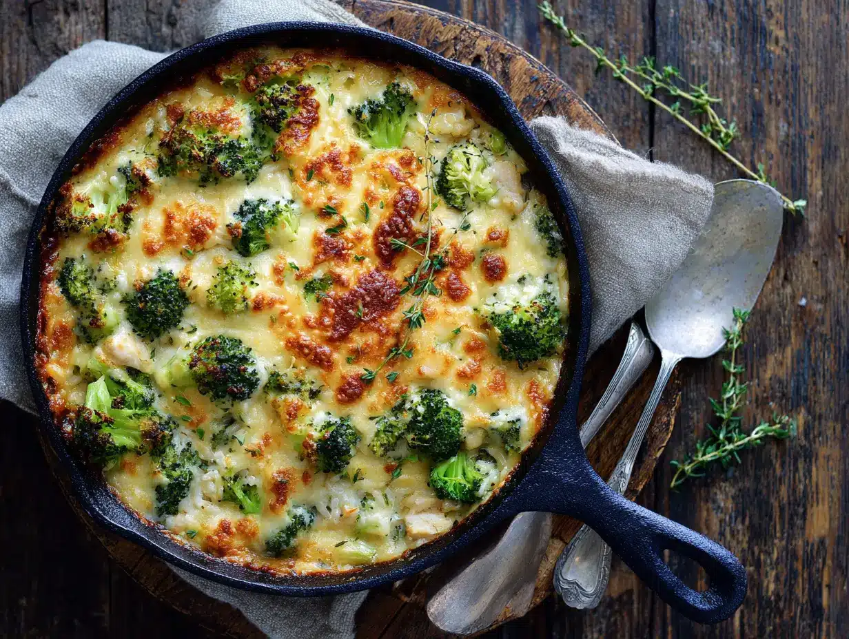 One-Pot Cheesy Chicken & Broccoli Rice – 30 min cozy Dinner