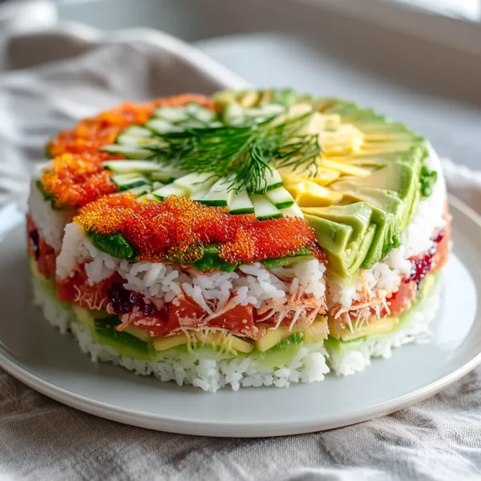 Upside Down Sushi Cake Recipe | 20 mins Stunning Easy Trend
