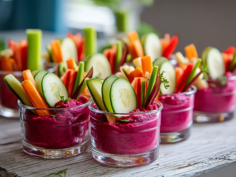 Mini Beet Hummus Veggie Cups – N°1 Healthy Beautiful Snack